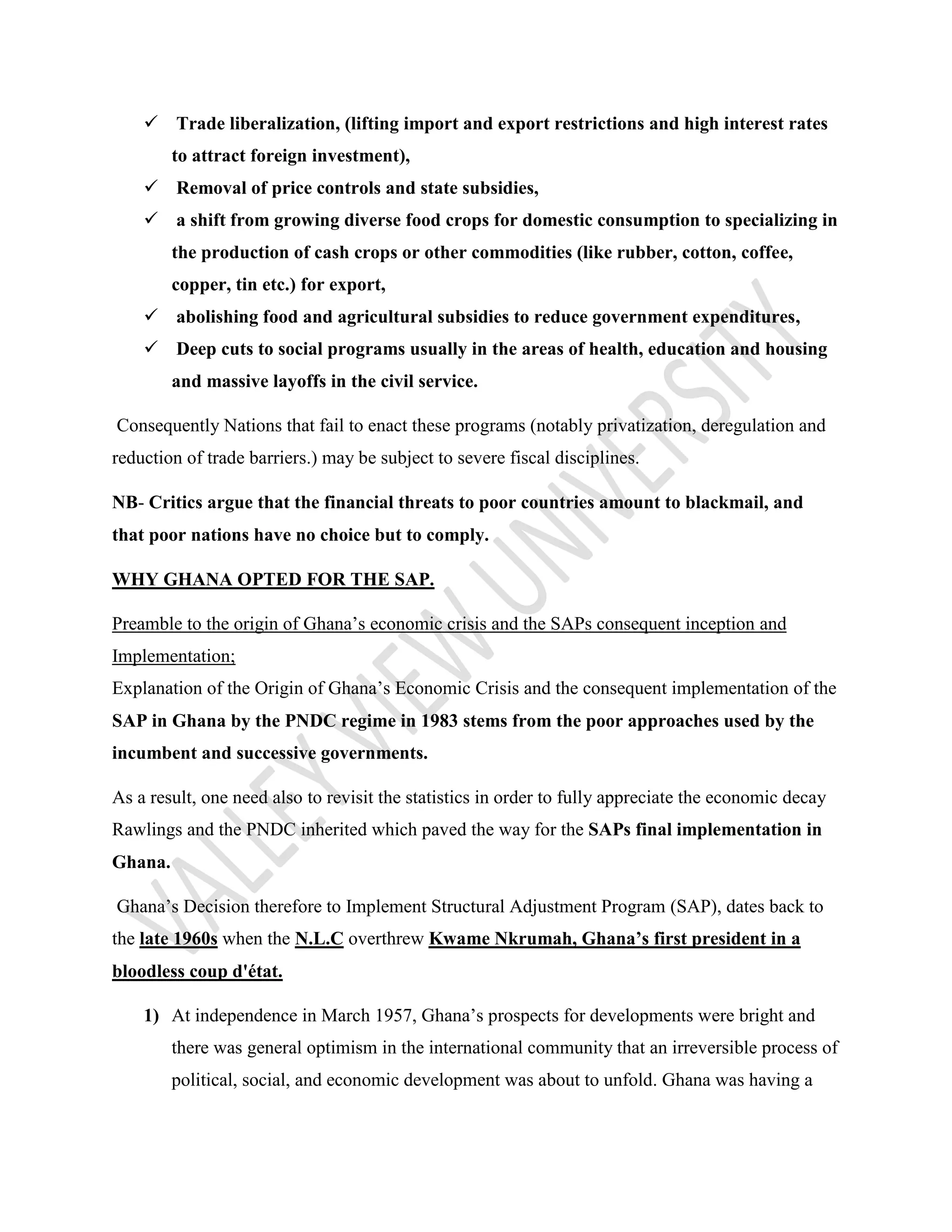 Structural Adjustment Programmes in Ghana | PDF