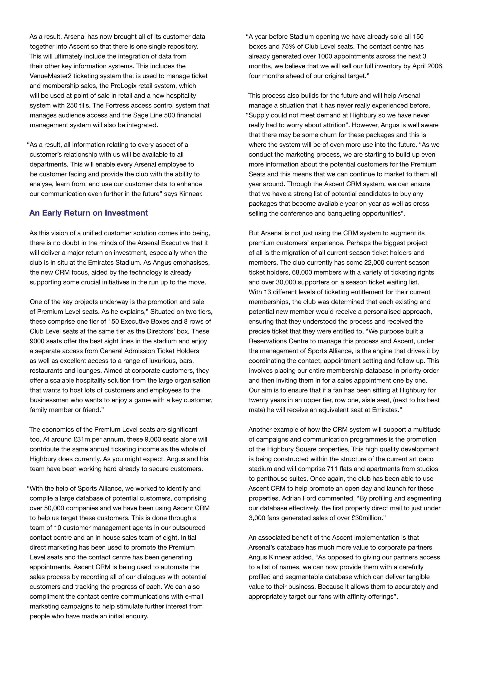 Arsenal CRM Case Study | PDF