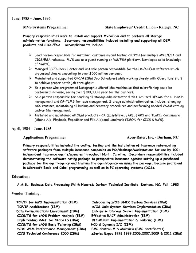 Mark's Professional Resume | DOC