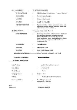 Resume | DOCX | Sales | Business