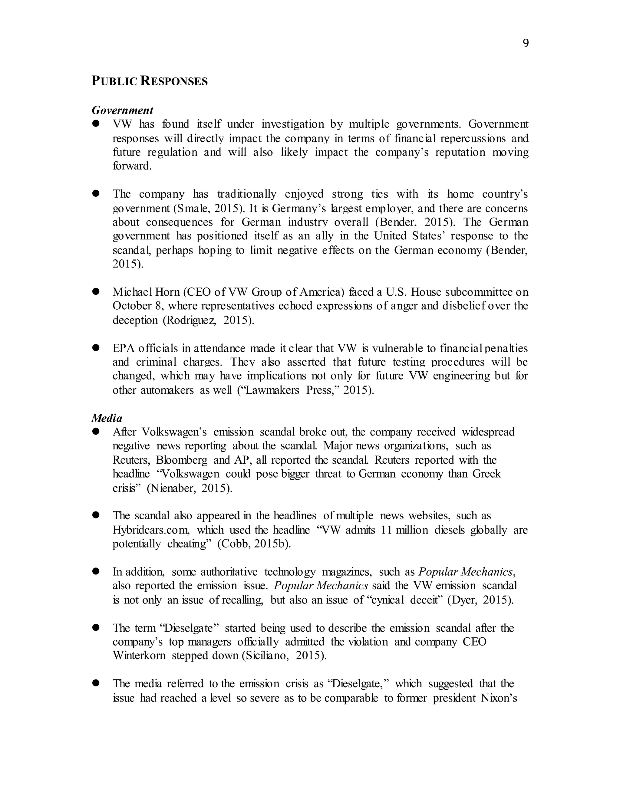 Volkswagen's Dieselgate Case Study | DOCX