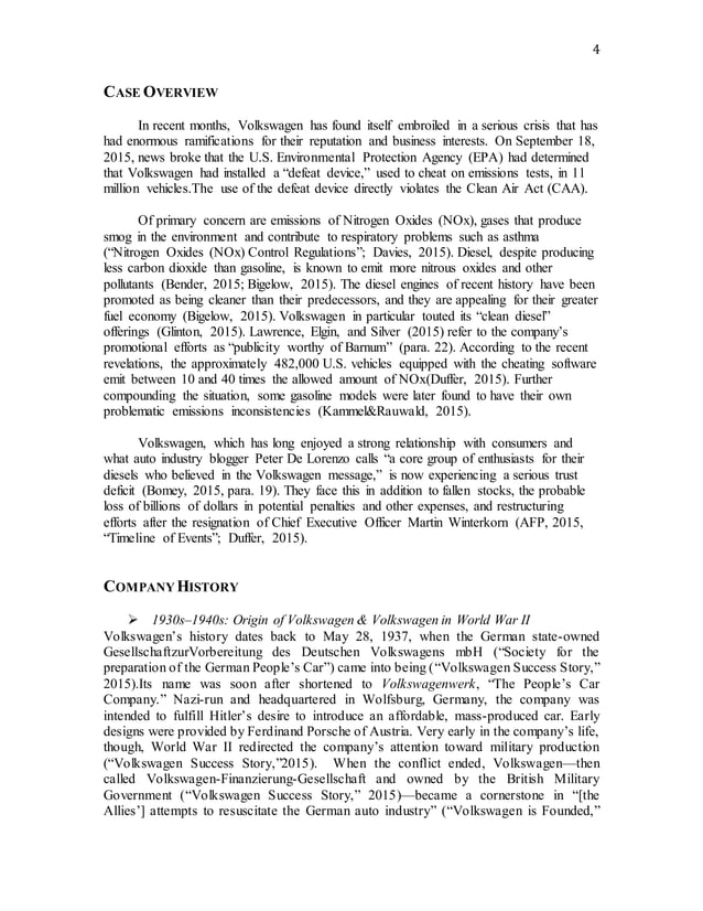 Volkswagen's Dieselgate Case Study | DOCX | Automotive Industry ...