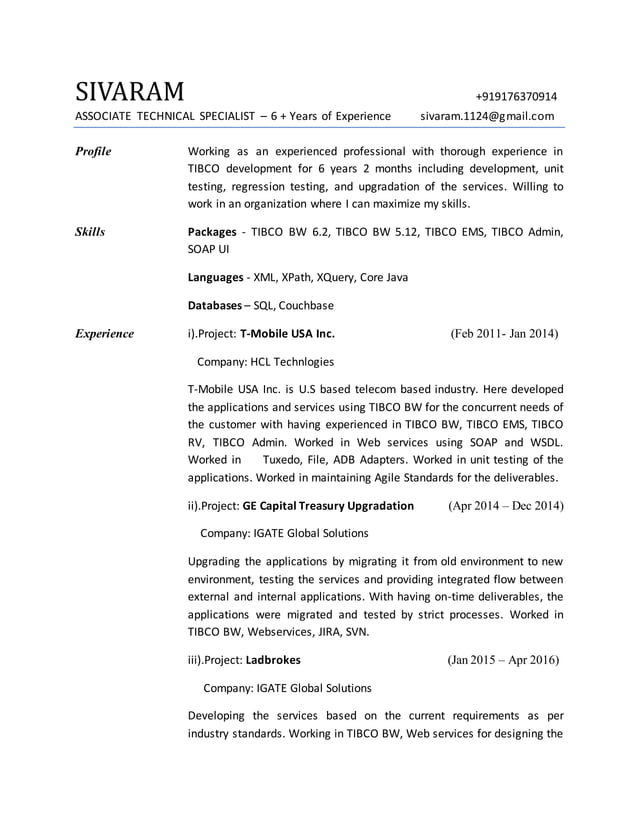 Resume - Sivaram | PDF