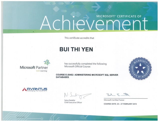 Database Administration certificate | PPT