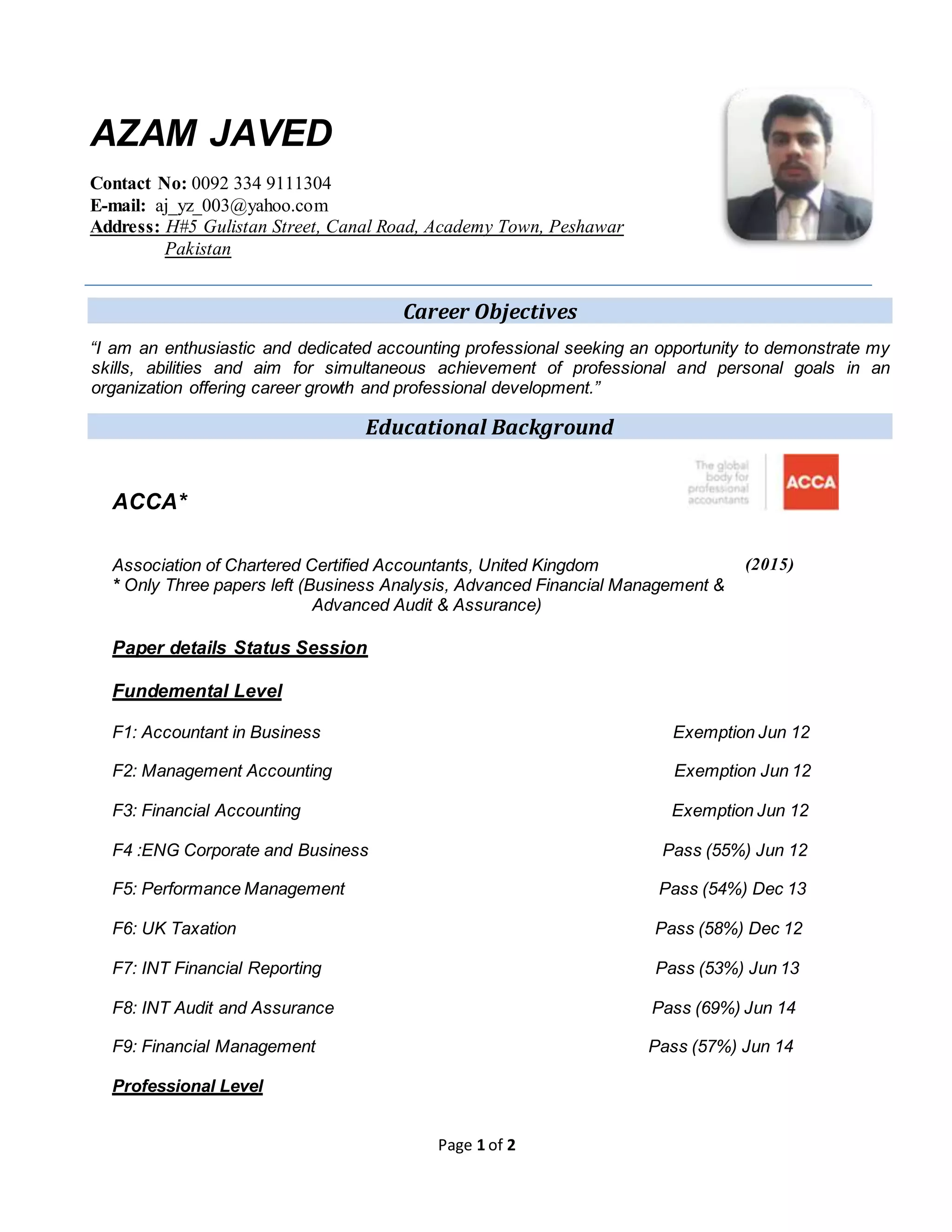 Azam Javed Cv Pdf 