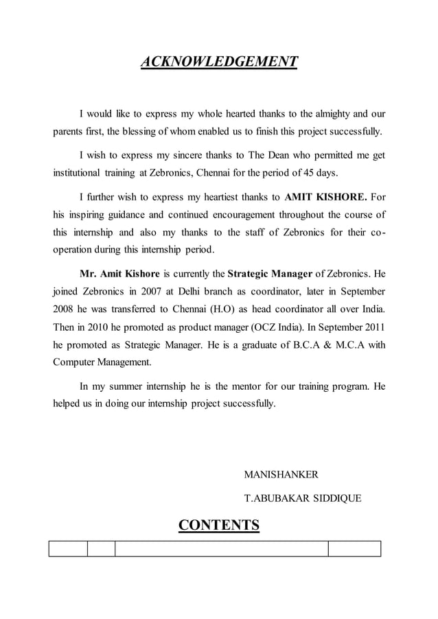 INTERNSHIP PROJECT REPORT SUBMITTED IN PARTIAL FULFILMENT OF | PDF