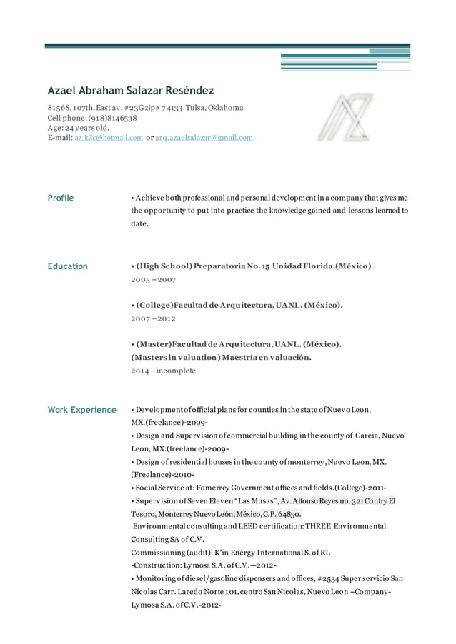 Resume Azael Salazar | PDF