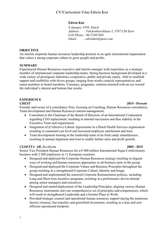 Resume Edwin Kist May 2015 | PDF
