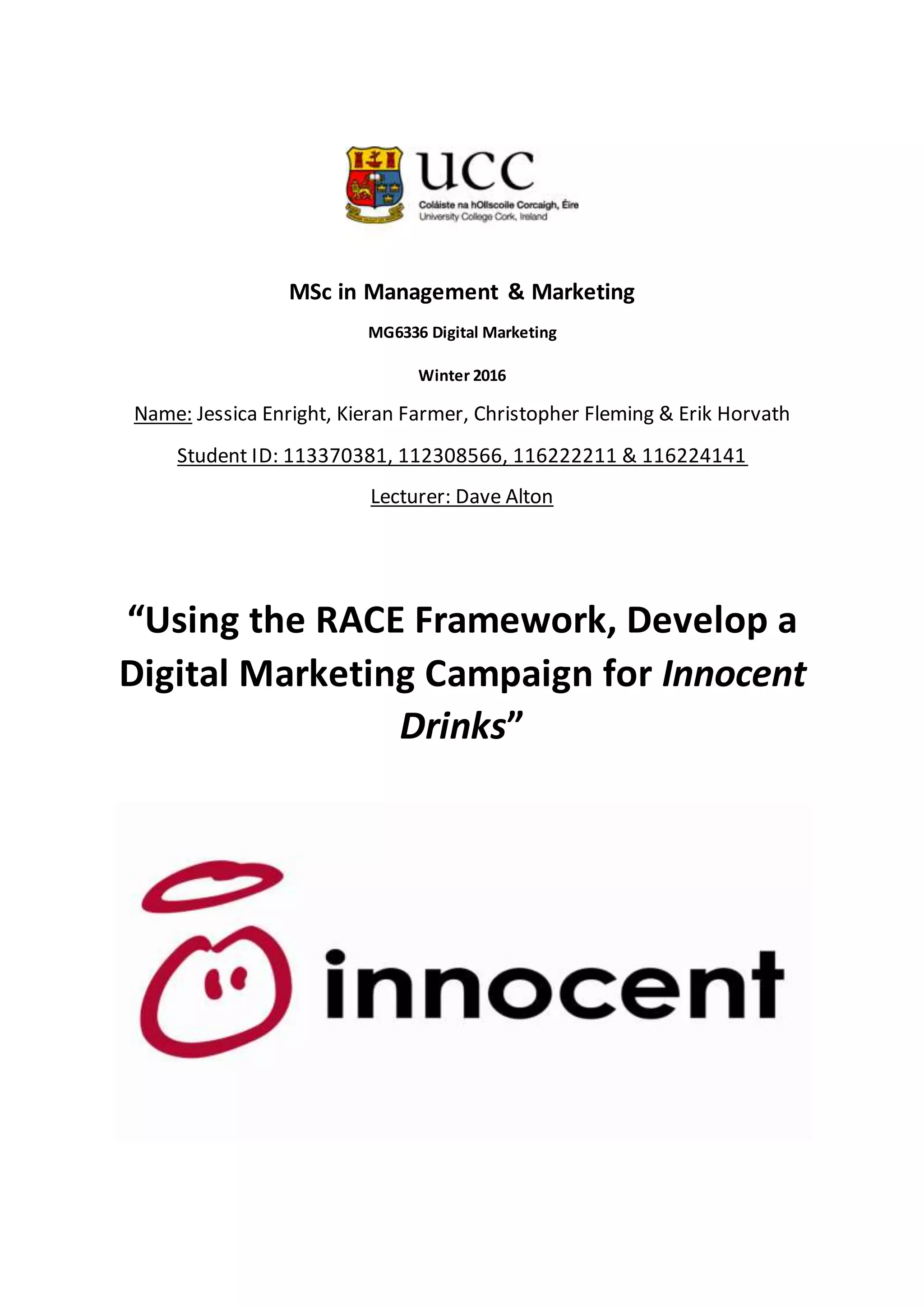 Digital Marketing Campaign For Innocent Drinks | DOCX