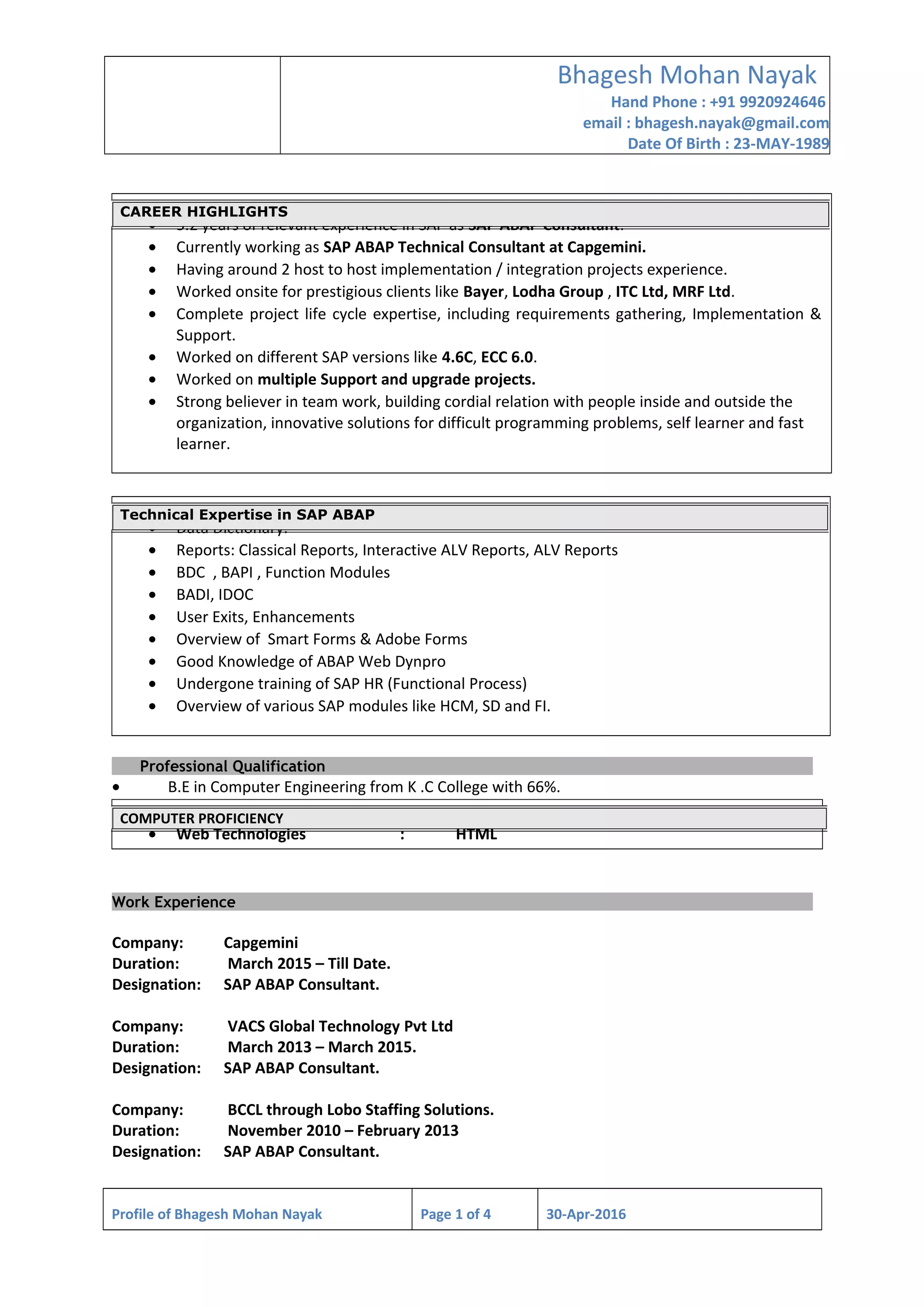 Bhagesh_Resume_23042016 | PDF