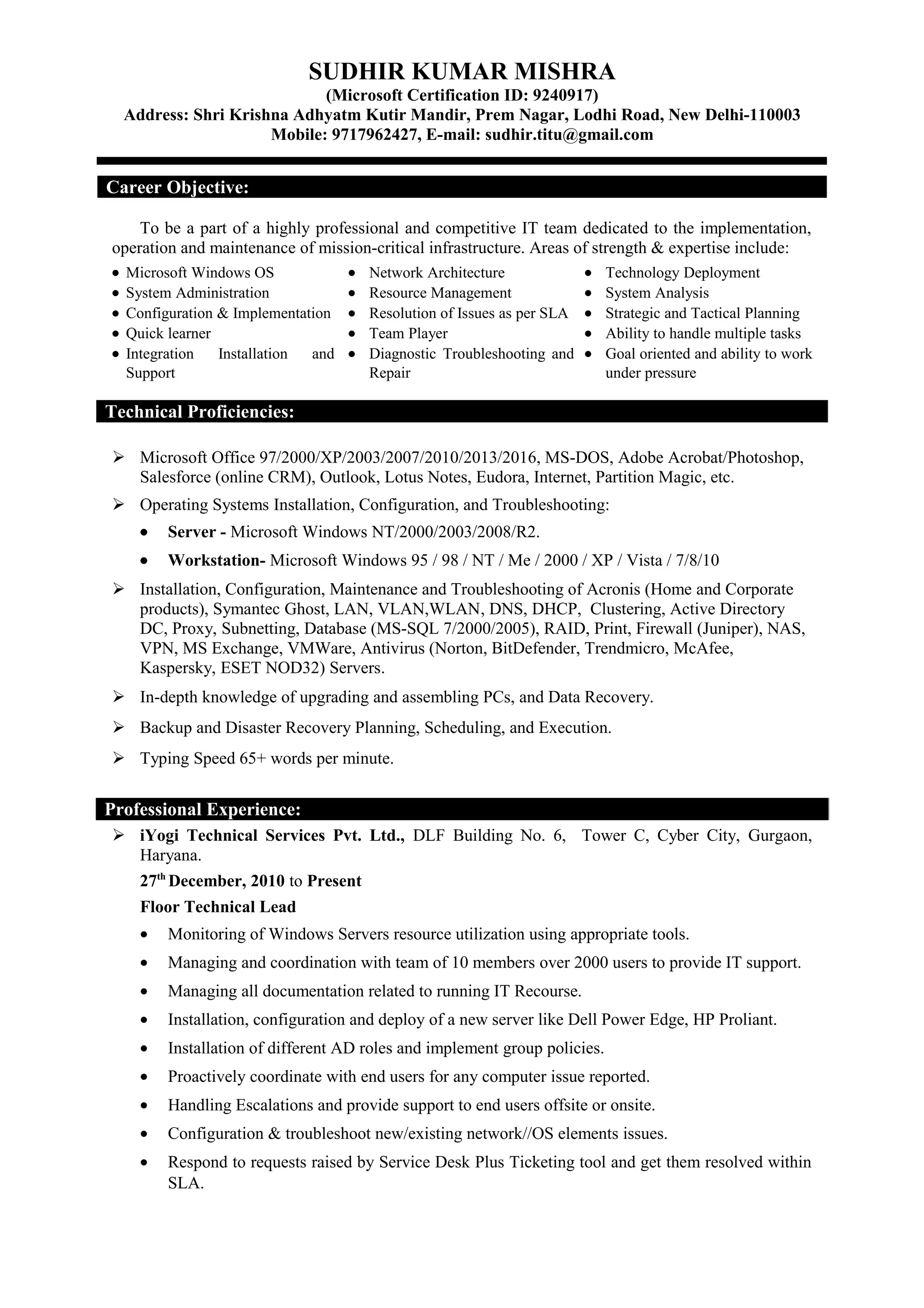 Sudhir_Mishra-CV | PDF