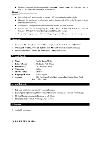 Sudhir_Mishra-CV | PDF