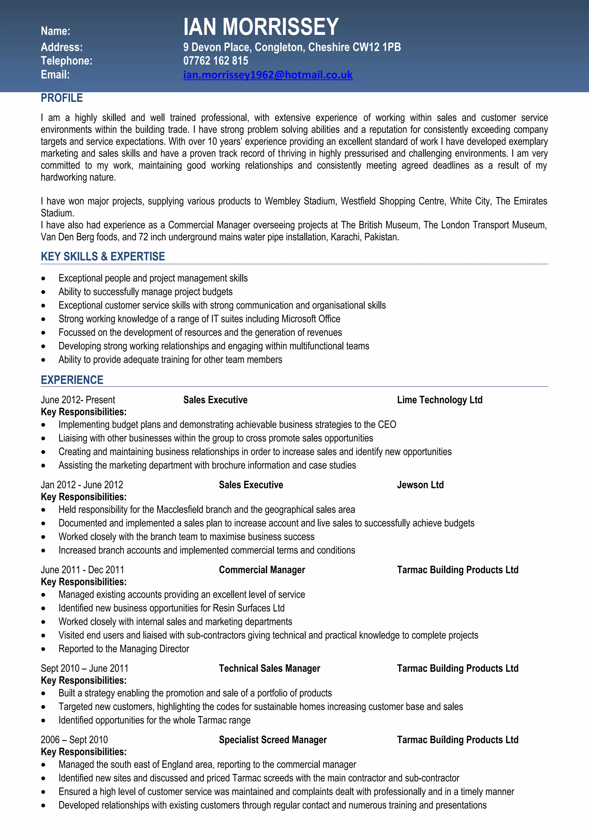 Ian Morrissey CV | PDF