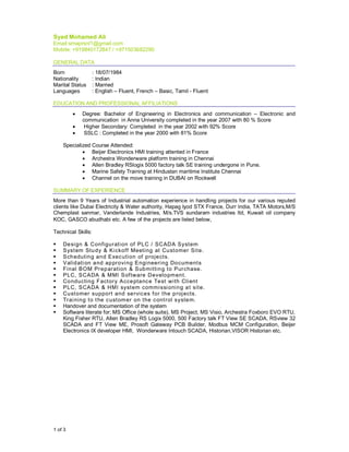 CV_S.Syed mohamed Ali _ PLC_SCADA_ENGINEER | PDF