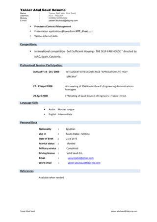 Yasser CV Mar. 2016 | PDF