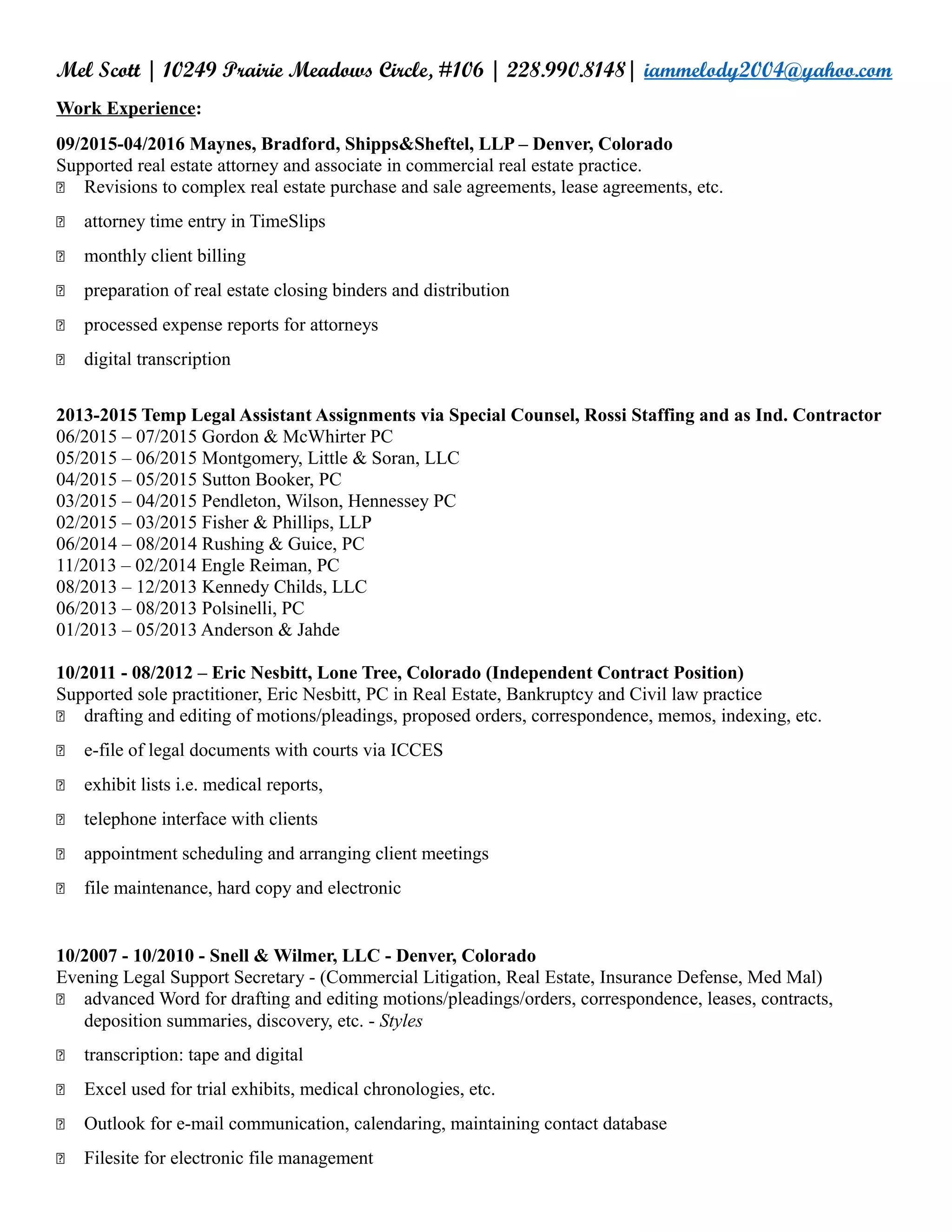 Mel Scott Resume | RTF