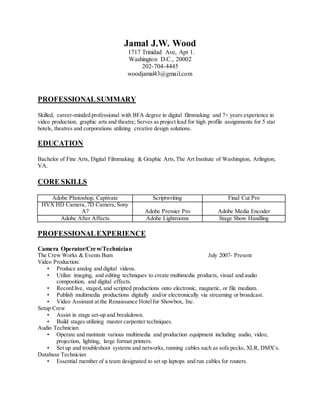 WOOD, Jamal Resume 2009 -2015 | DOCX