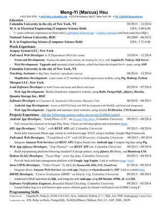 Resume_MENG-YI_HSU | PDF | Web Development | Internet