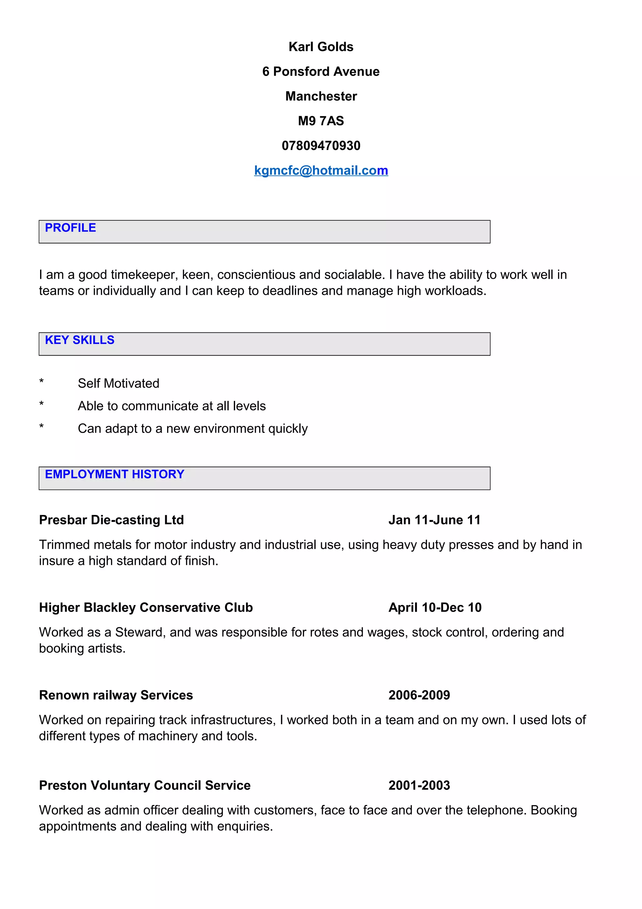 karl golds cv2 | ODT | Computing | Technology & Computing