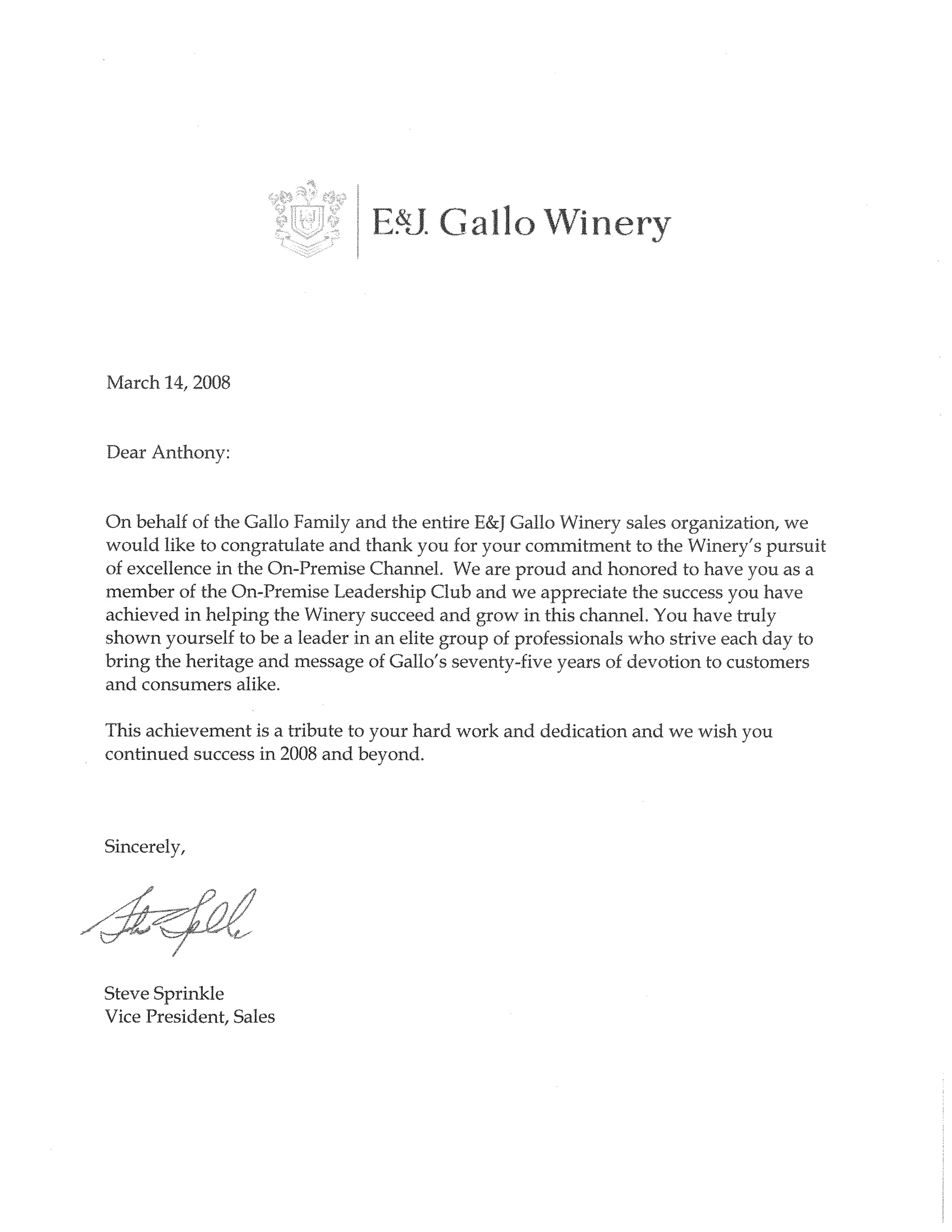 Gallo Award Letter | PDF