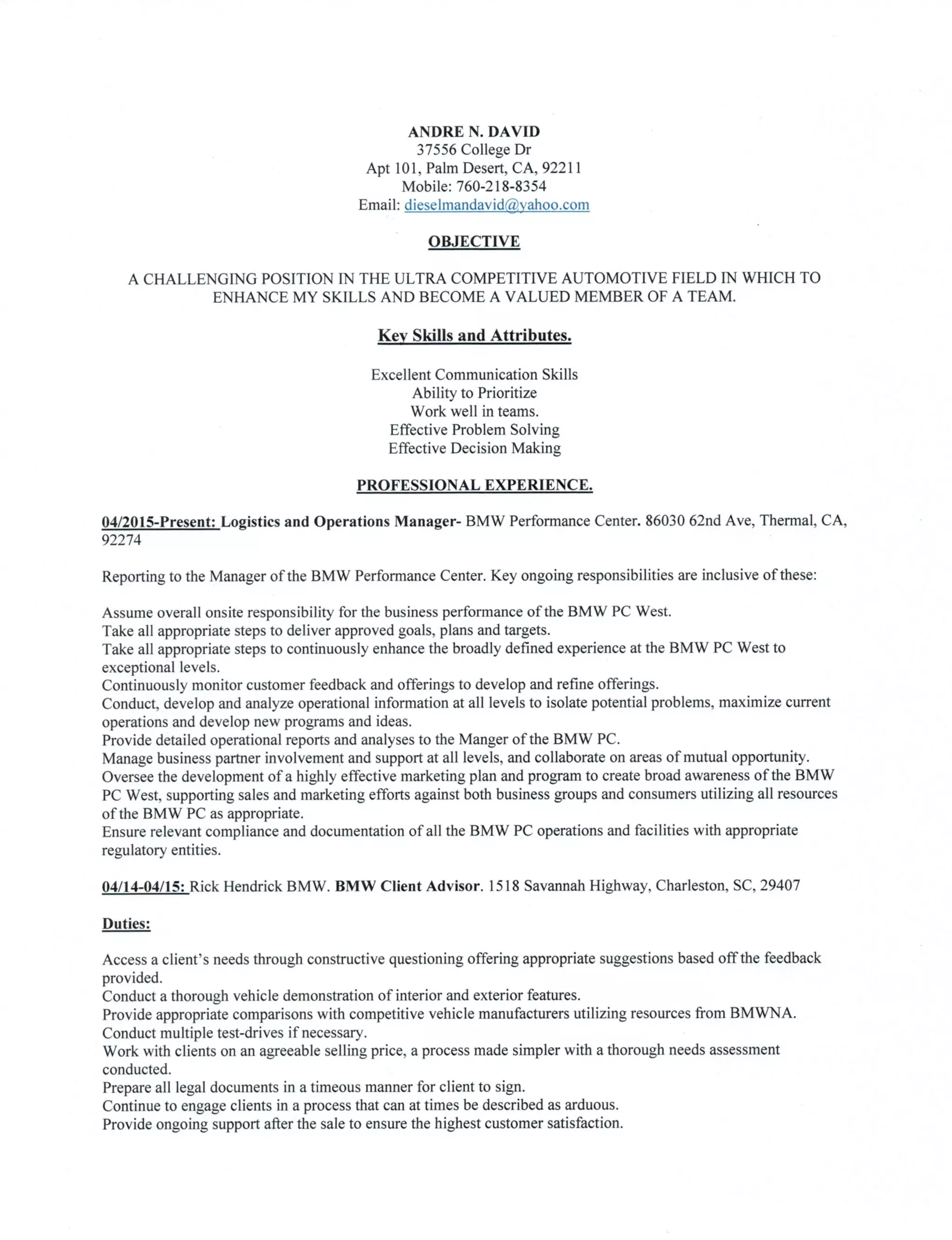 A.David.Resume | PDF