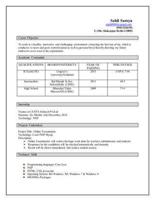 CURRICULAM VITAE1 | PDF