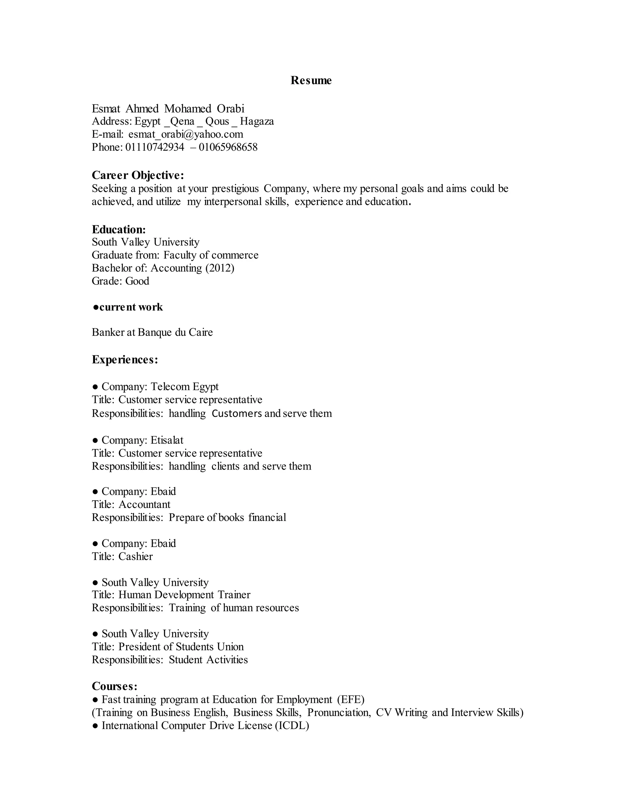 Resume_Esmat Orabi2 | PDF