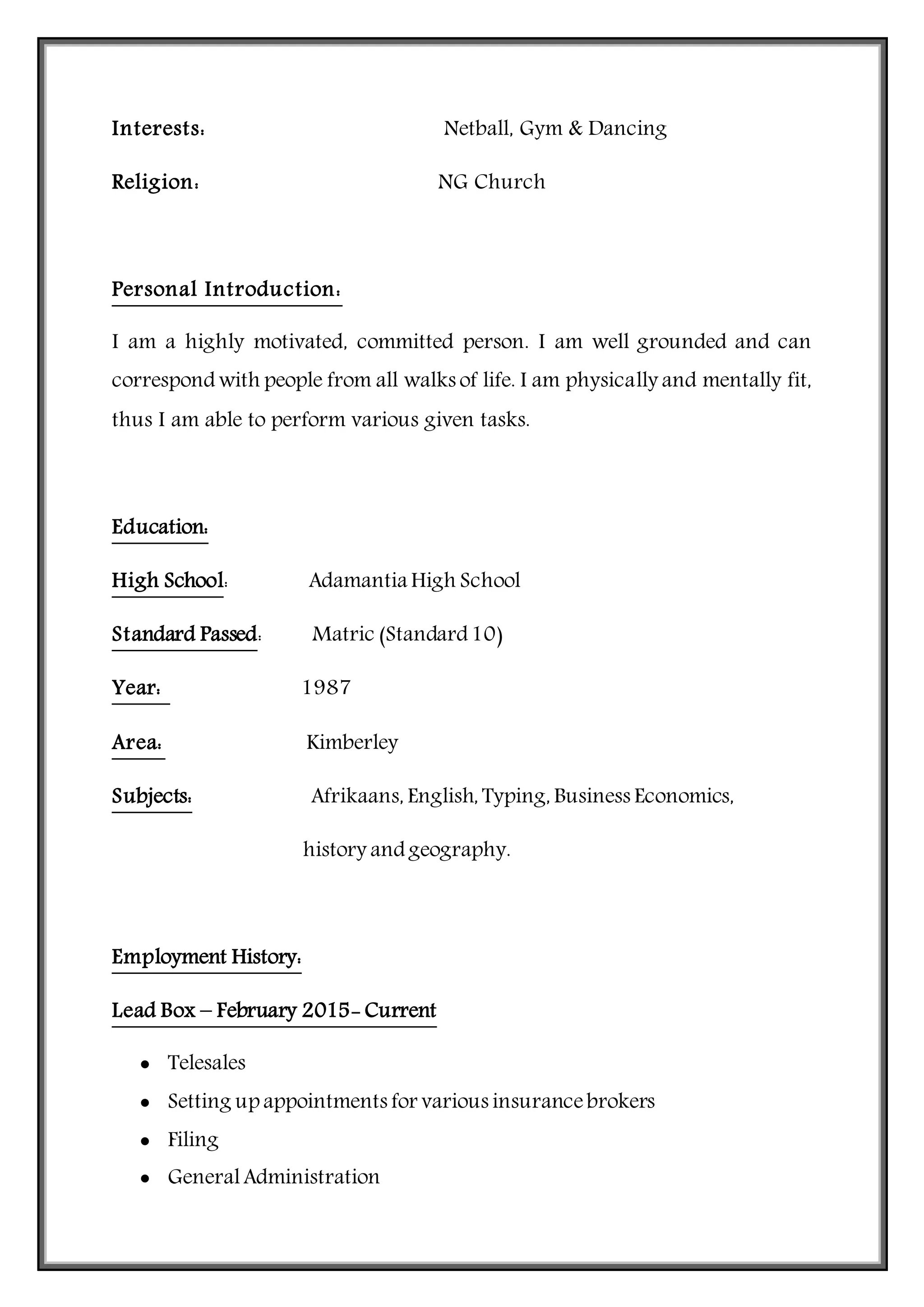 CV Tracey Botha | DOCX