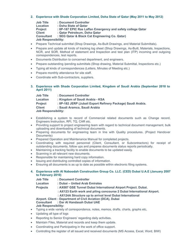 DOCUMENT CONTROLLER_8 YEARS EXPERIENCE (1) | PDF