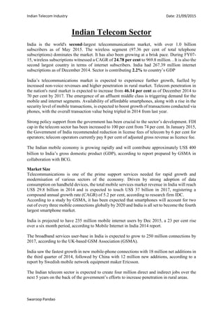 Indian Telecommunication Sector | PDF