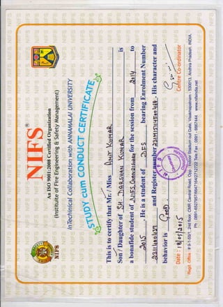 Diploma in fire safety certificate | PDF