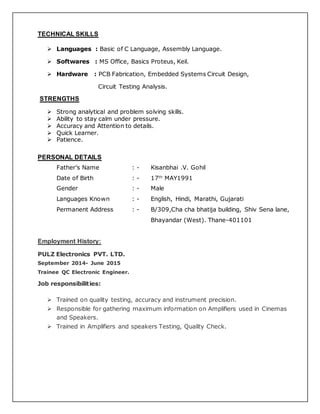 Kirit RF CV | DOCX | Computer Networking | Computing