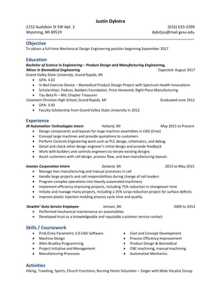 Resume - Justin Dykstra - 2017 | PDF