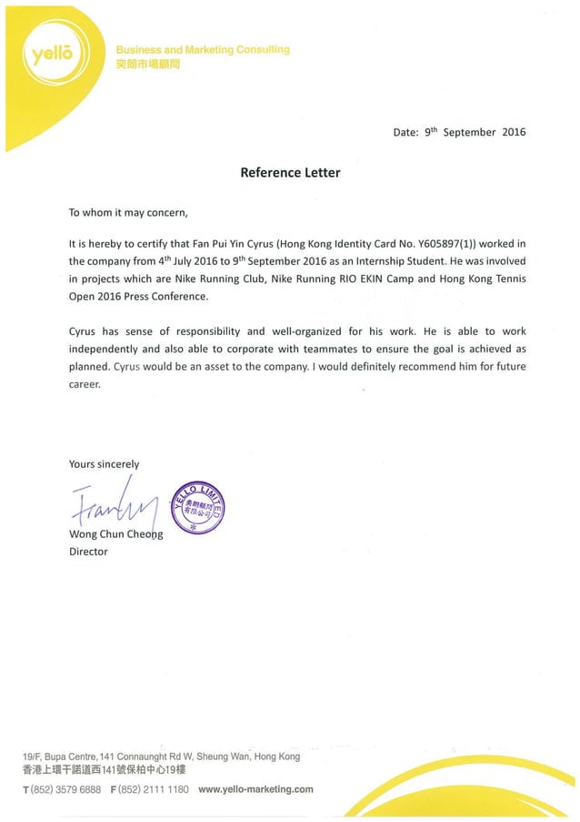 Cyrus - Reference letter from Yello_Sept 9, 2016 | PDF