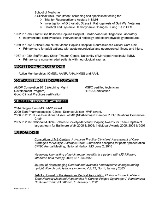 KarenDeBuskMSN04_2016LINKEDIN | DOC | Brain and Nervous System Disorders | Diseases and Conditions