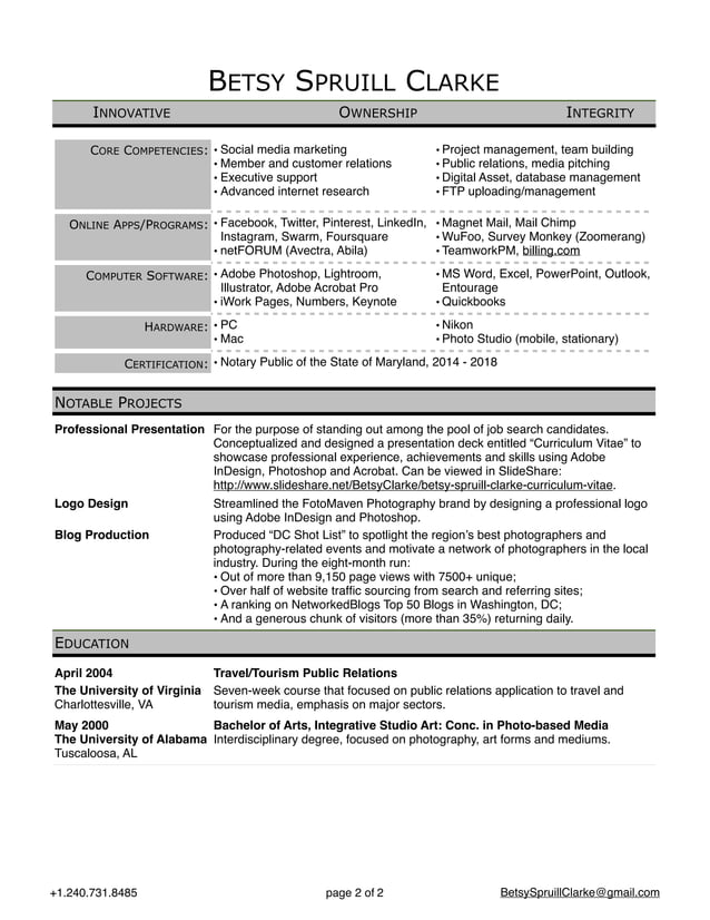 Betsy Spruill Clarke Resume | PDF | Social Networking | Internet