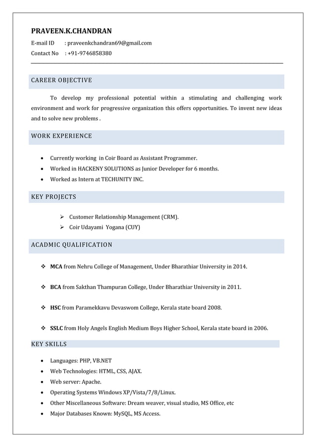 praveen Resume | PDF