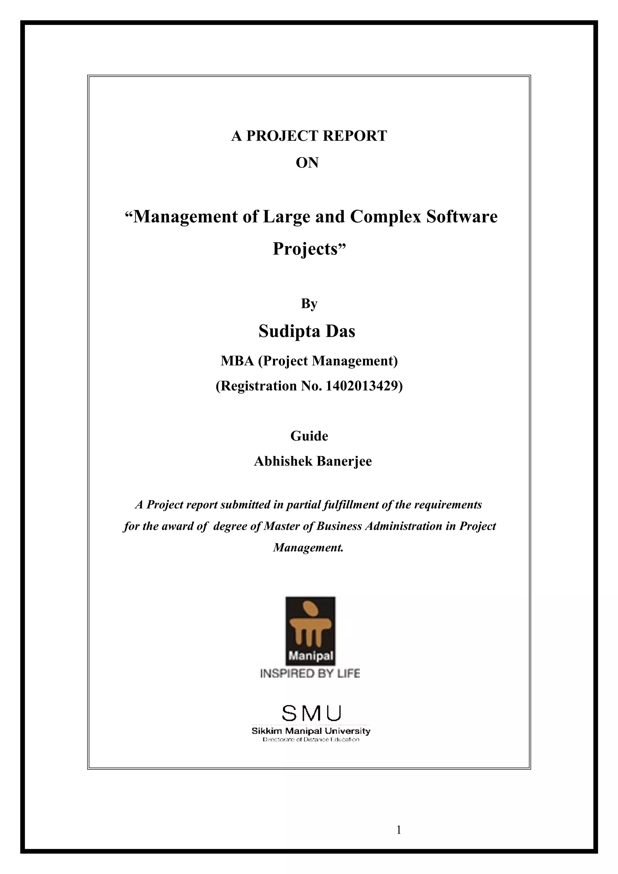 “Management of Large and Complex Software Projects” | PDF