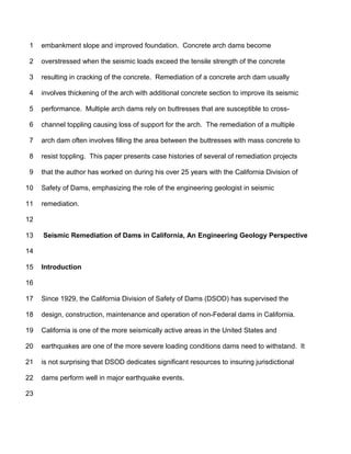 Seismic Remediation of Dams in California, An Engineering Geology ...