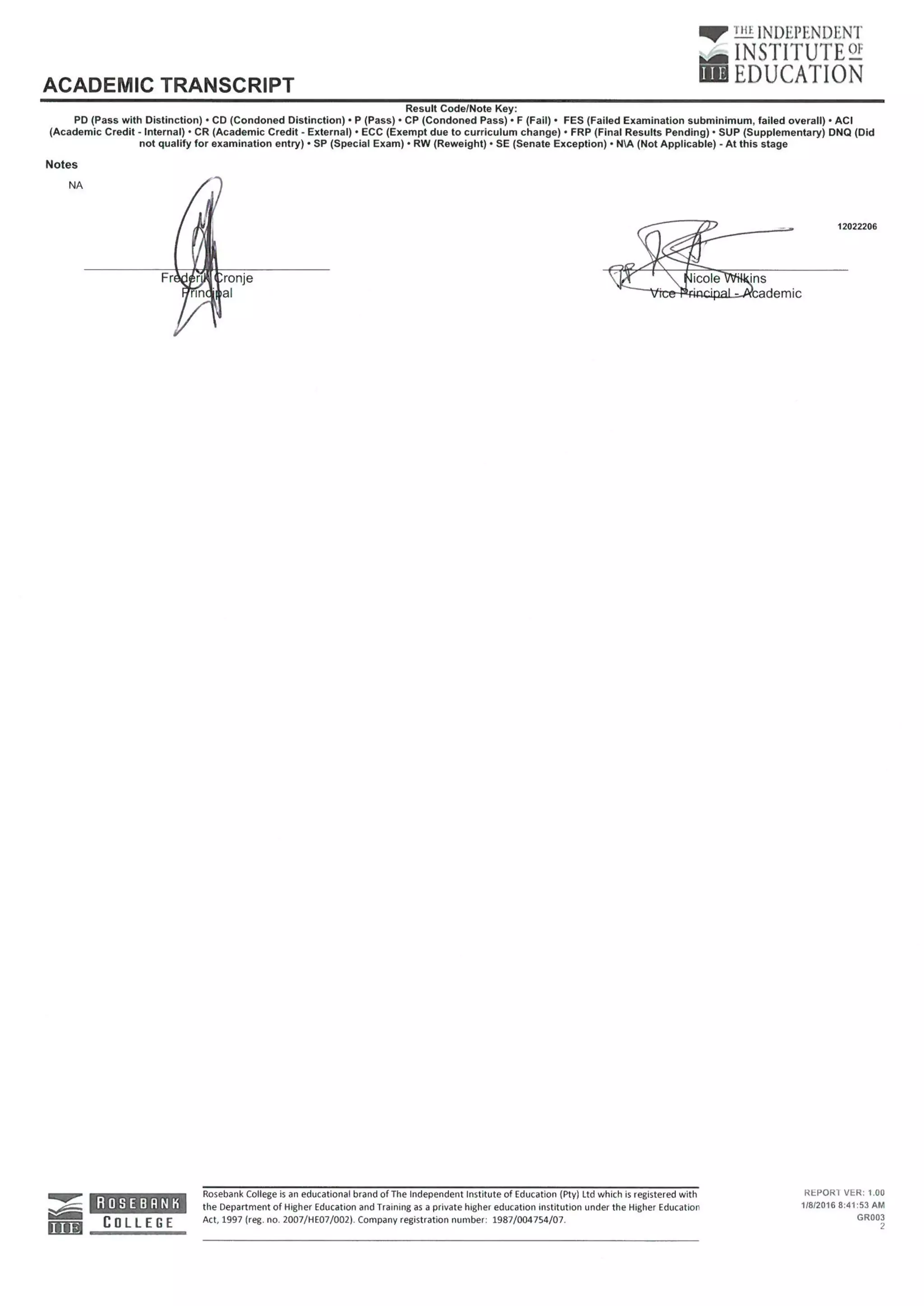 Academic transcript | PDF