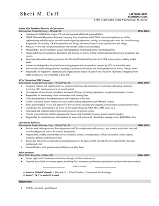 Sheri M. Cuff Resume | PDF | Business Accounting & Finance | Business