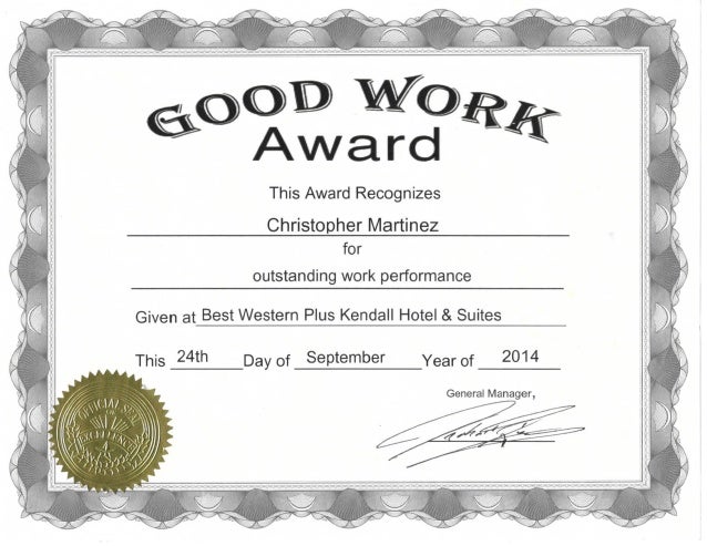 Good Work Award BW