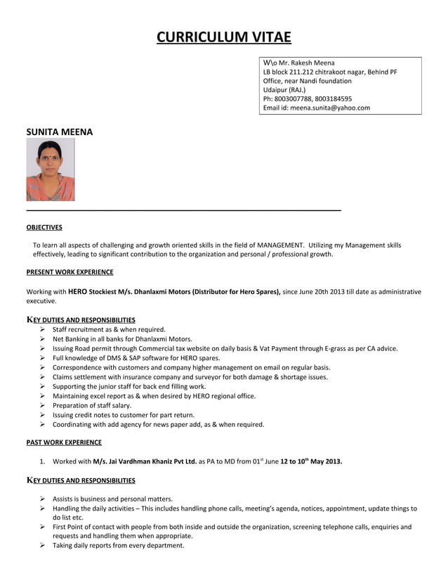 Sunita CV | DOC | Human Resources | Business