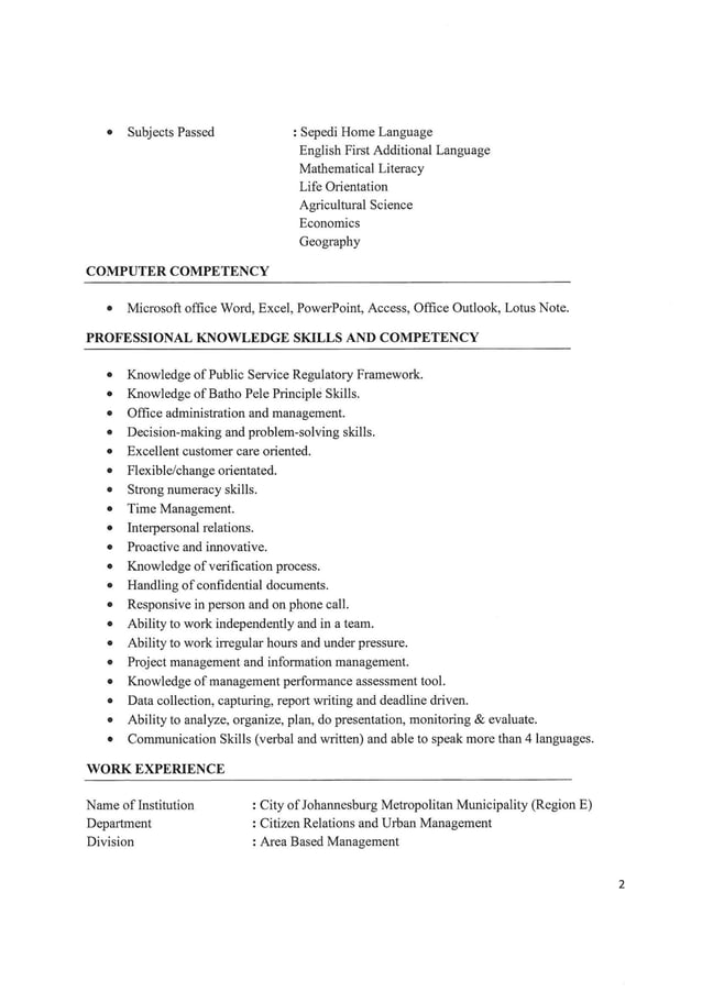 CV of Sepjeshe David Letsoalo | PDF