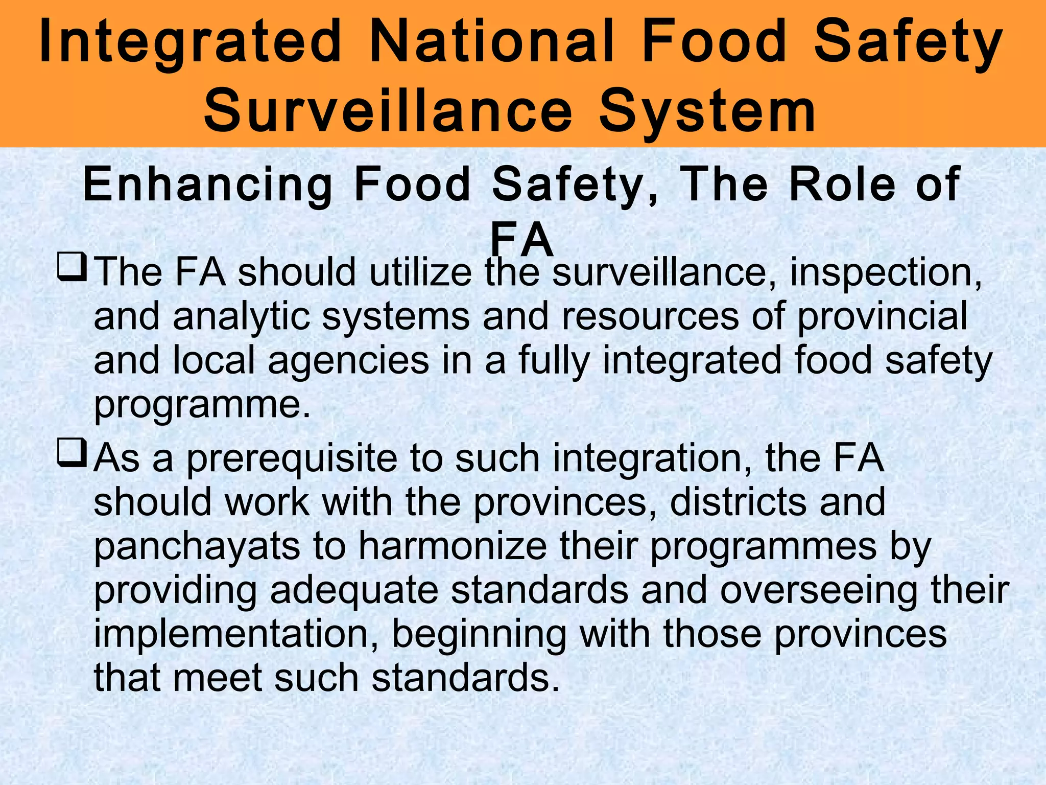 INTEGRATED APPROACH TO NATIONAL FOOD SAFETY SURVEILLANCE- SB | PPT