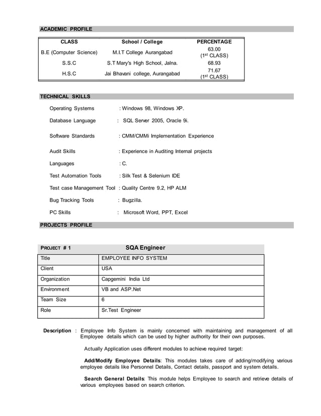 Senior Test Engineer | PDF