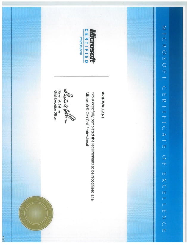 Microsoft certified Professional Certificate | PDF