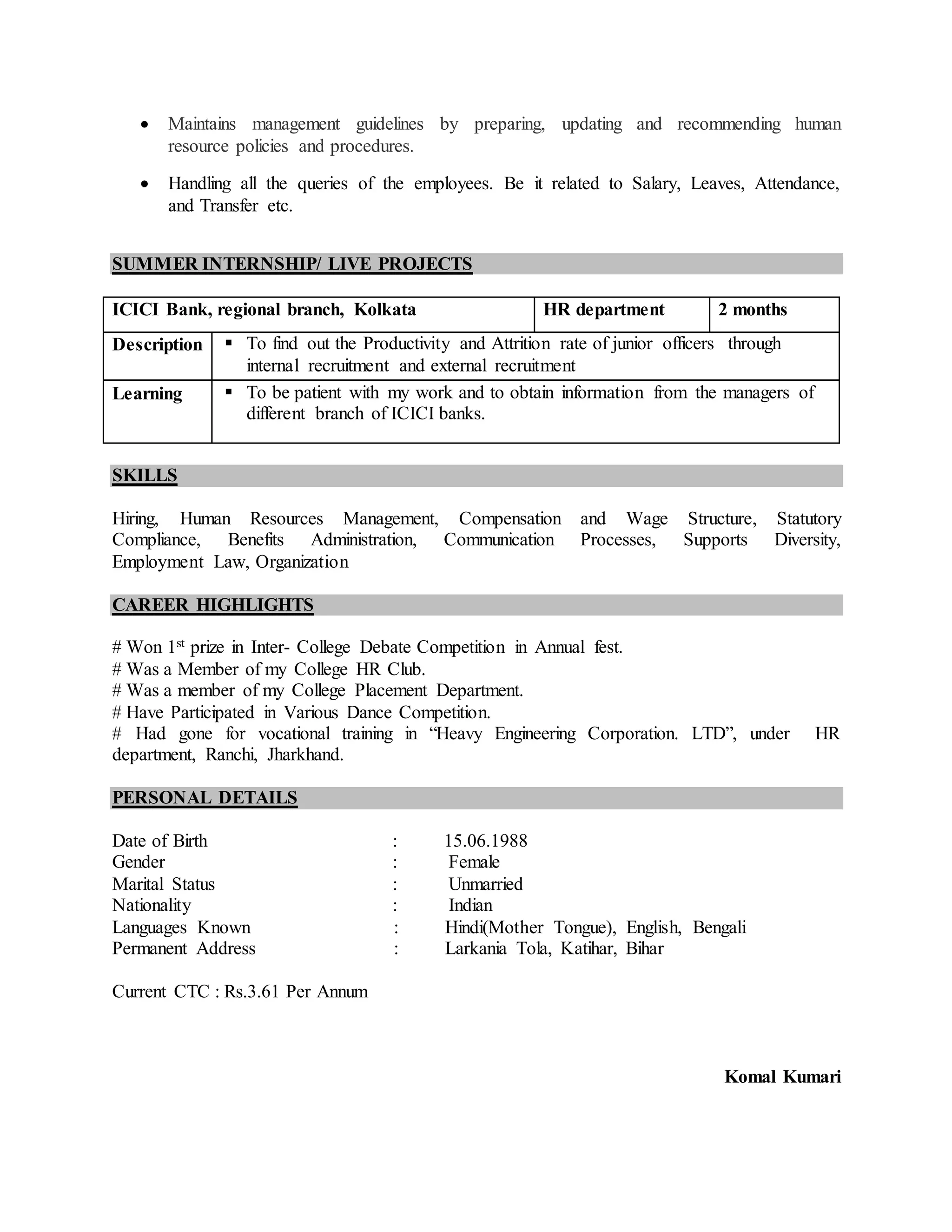 Resume Komal | PDF