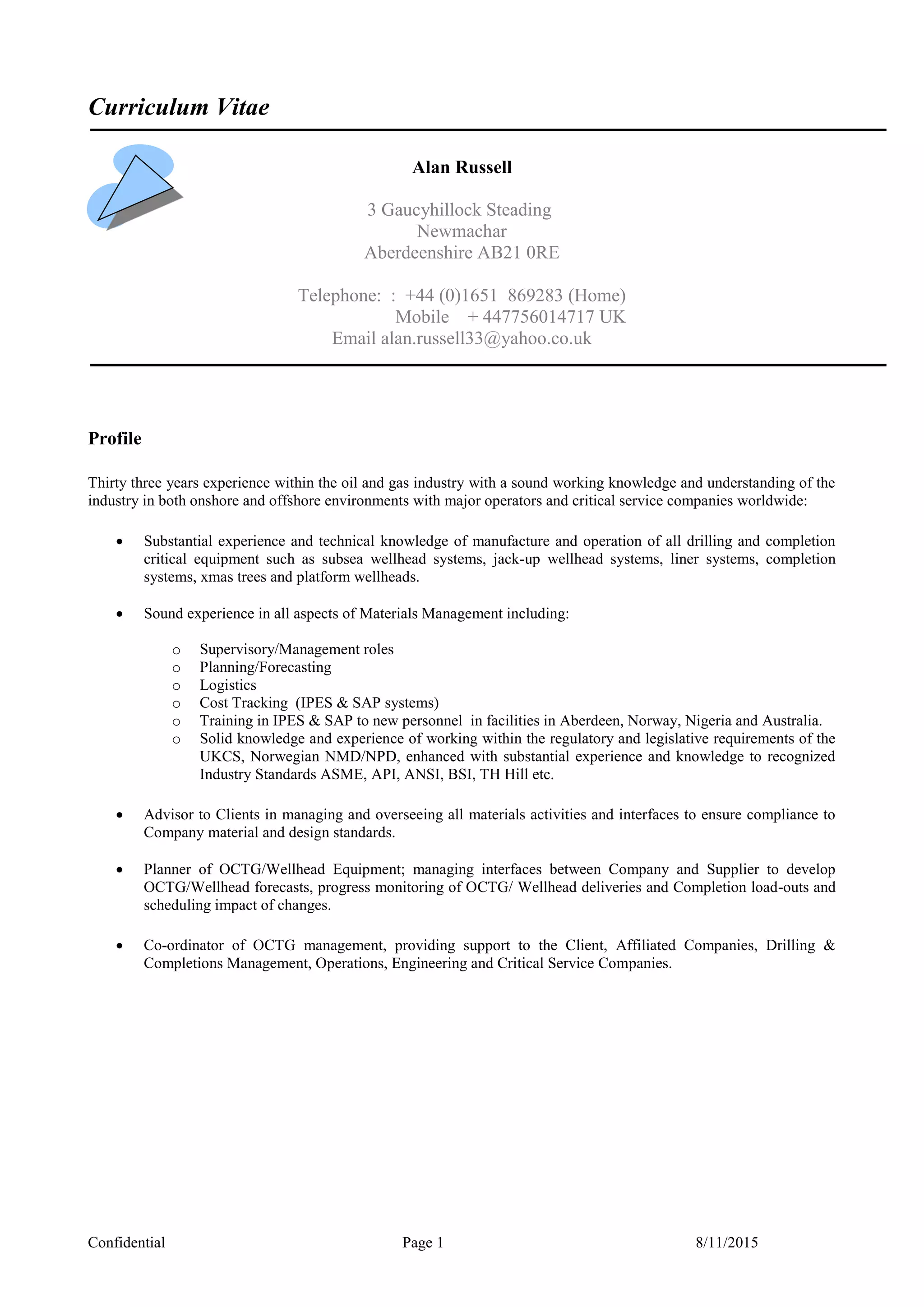 Alan Russell CV April 2015 | PDF