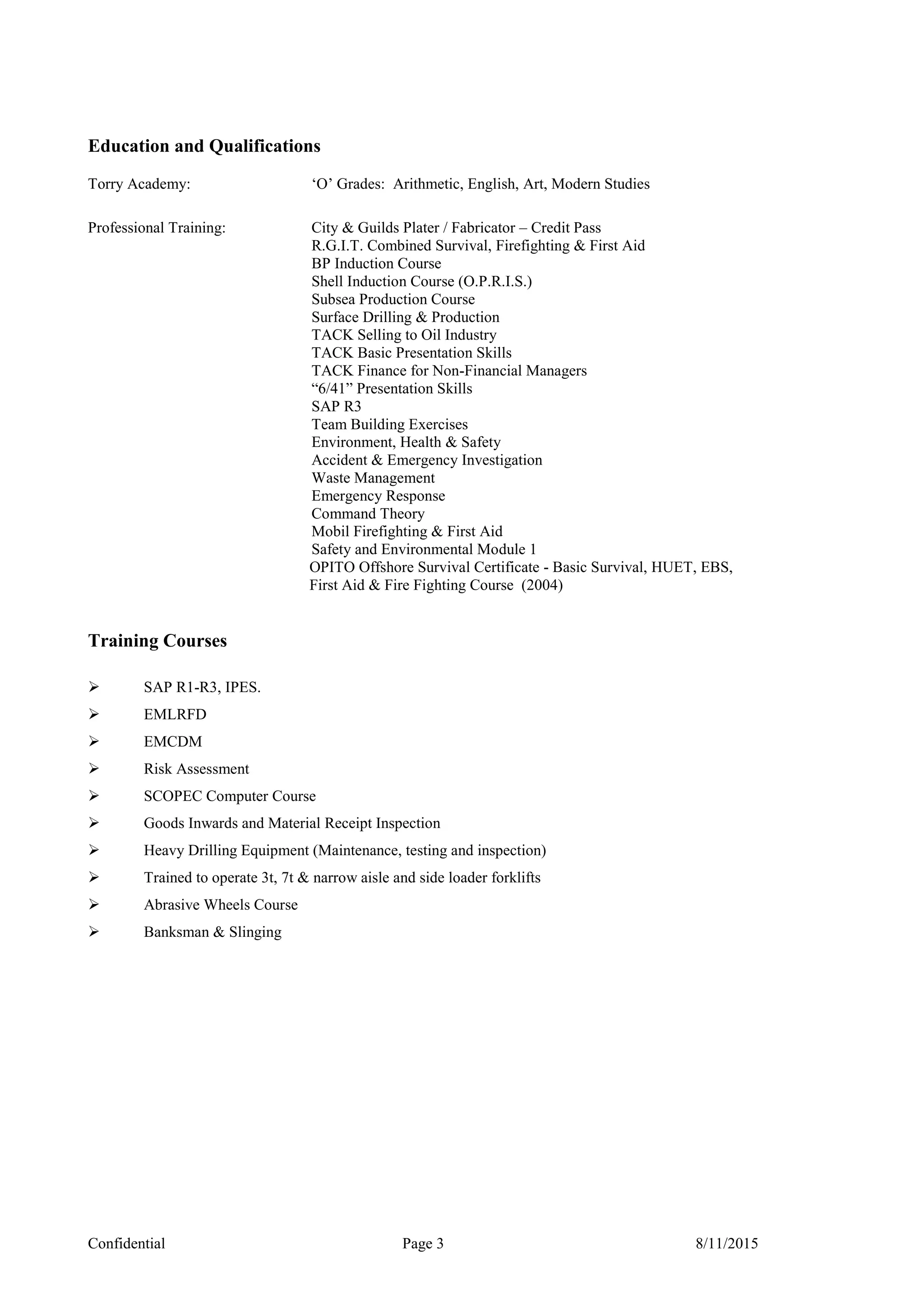 Alan Russell CV April 2015 | PDF